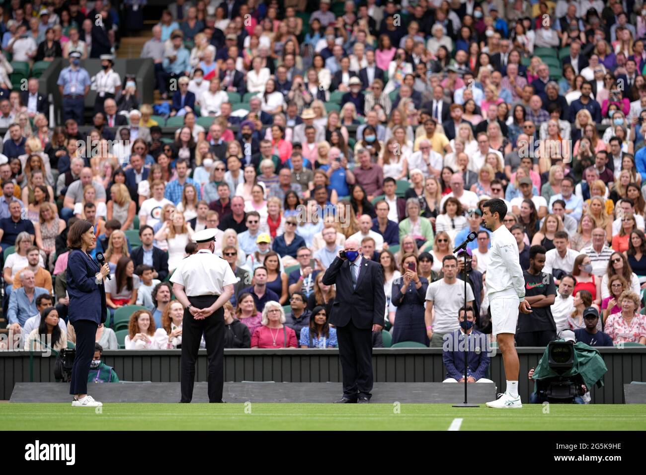 Novak Djokovic is interviewed by Lee McKenzie after victory against ...