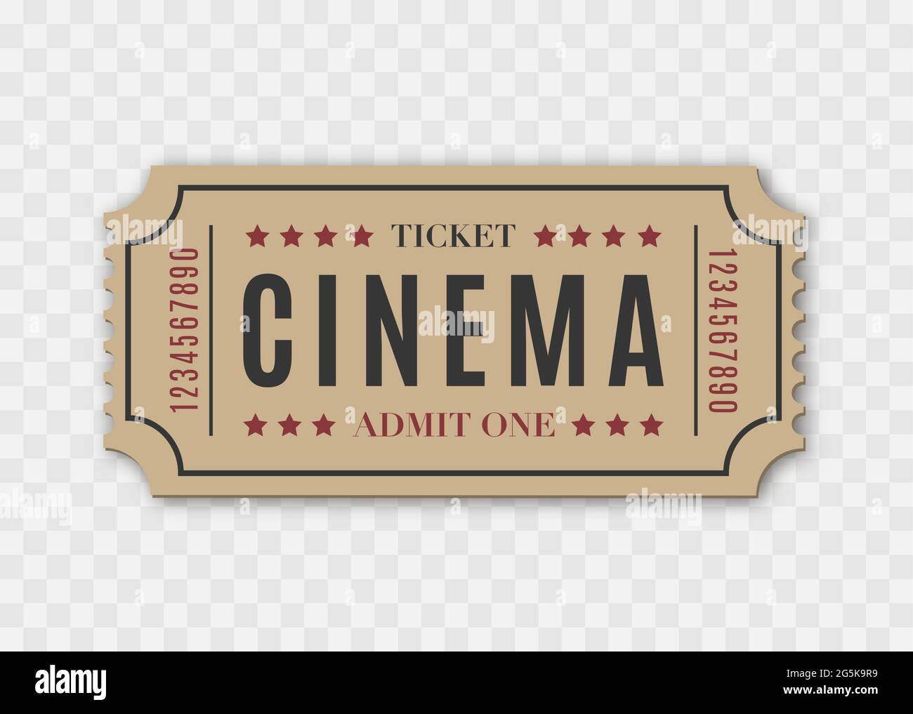 Retro Cinema ticket isolated on white background. Vector illustration ...