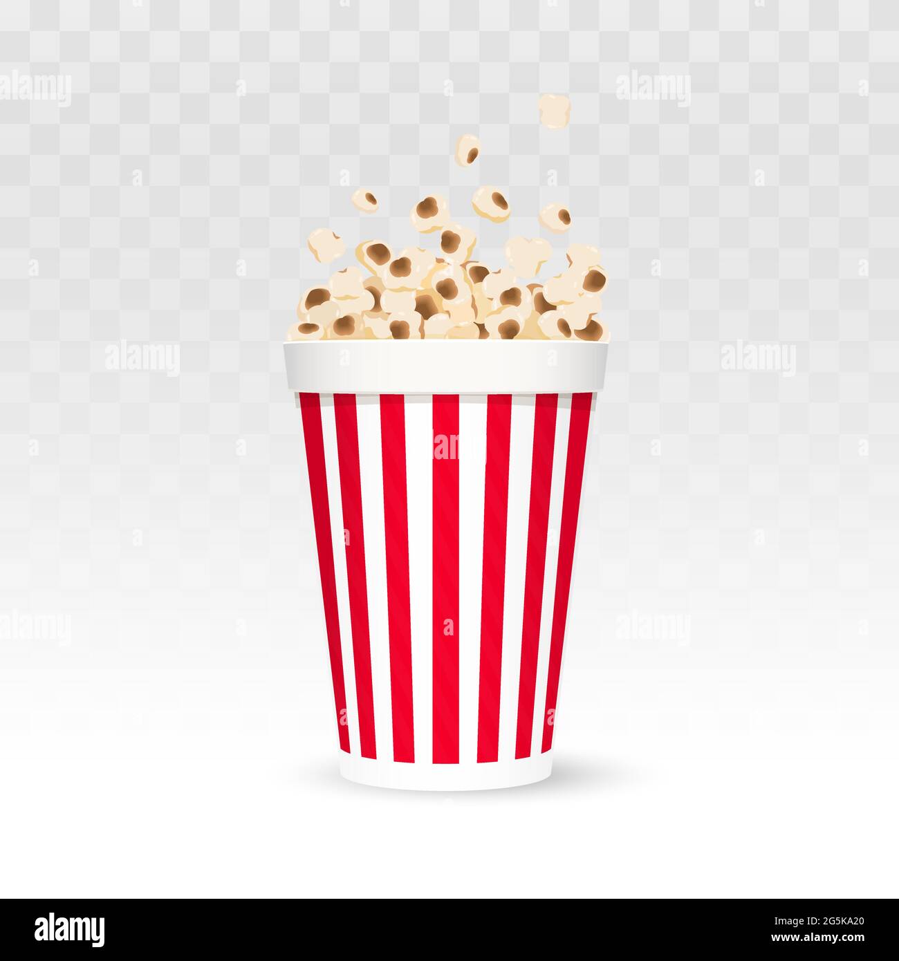 Popcorn vector illustration. Popcorn in red and white striped box ...