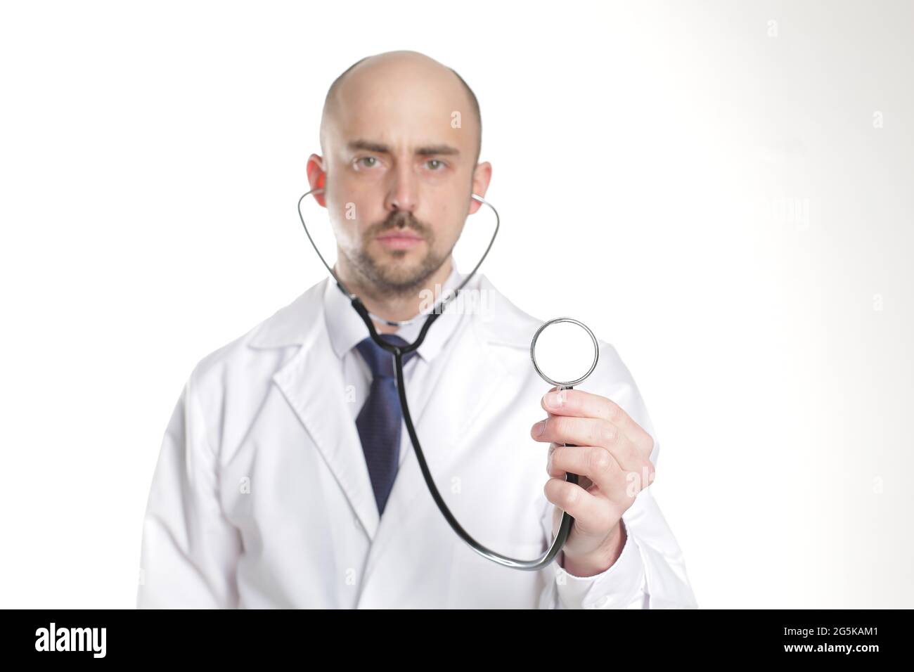 Medical doctor with stethoscope. Isolated on white background Stock ...