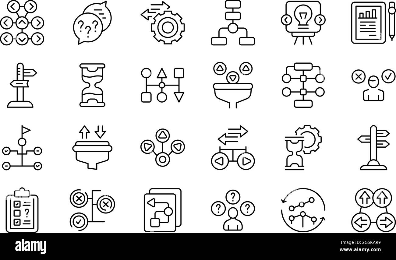 Ambiguity icons set outline vector. Data analysis. Confused business ...