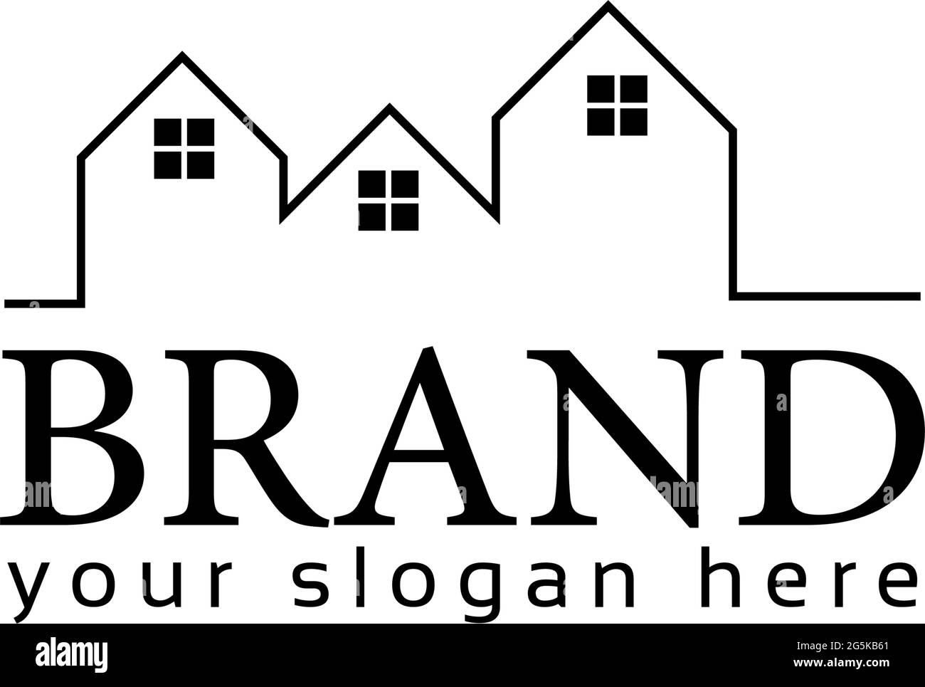 House line logo vector on white background. Flat logo design. Black ...