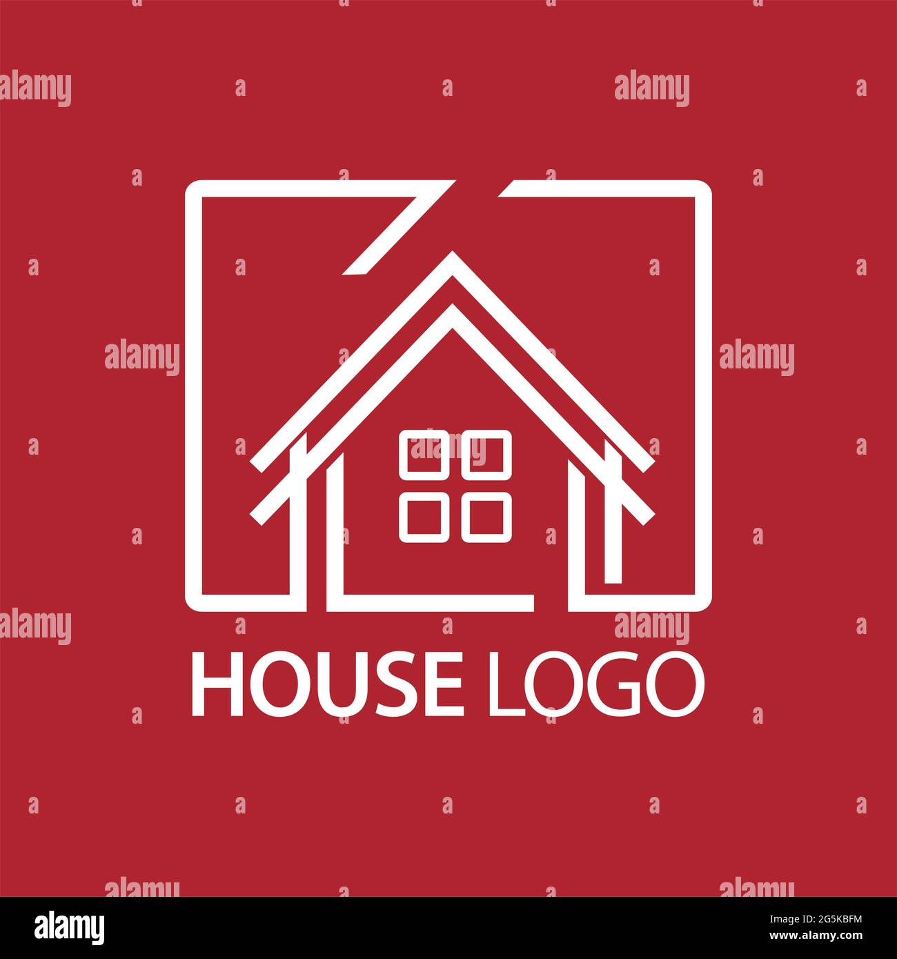 Line House logo vector on red background. Flat logo design. Abstract ...