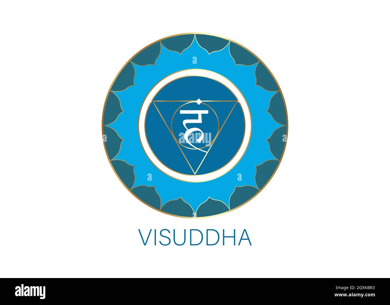 fifth Throat chakra visuddha with the Hindu Sanskrit seed mantra Vam ...