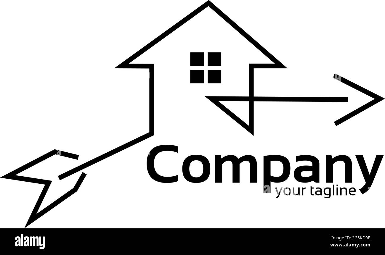 Arrow house logo, flat design. Symbol of achieved goal Stock Vector ...