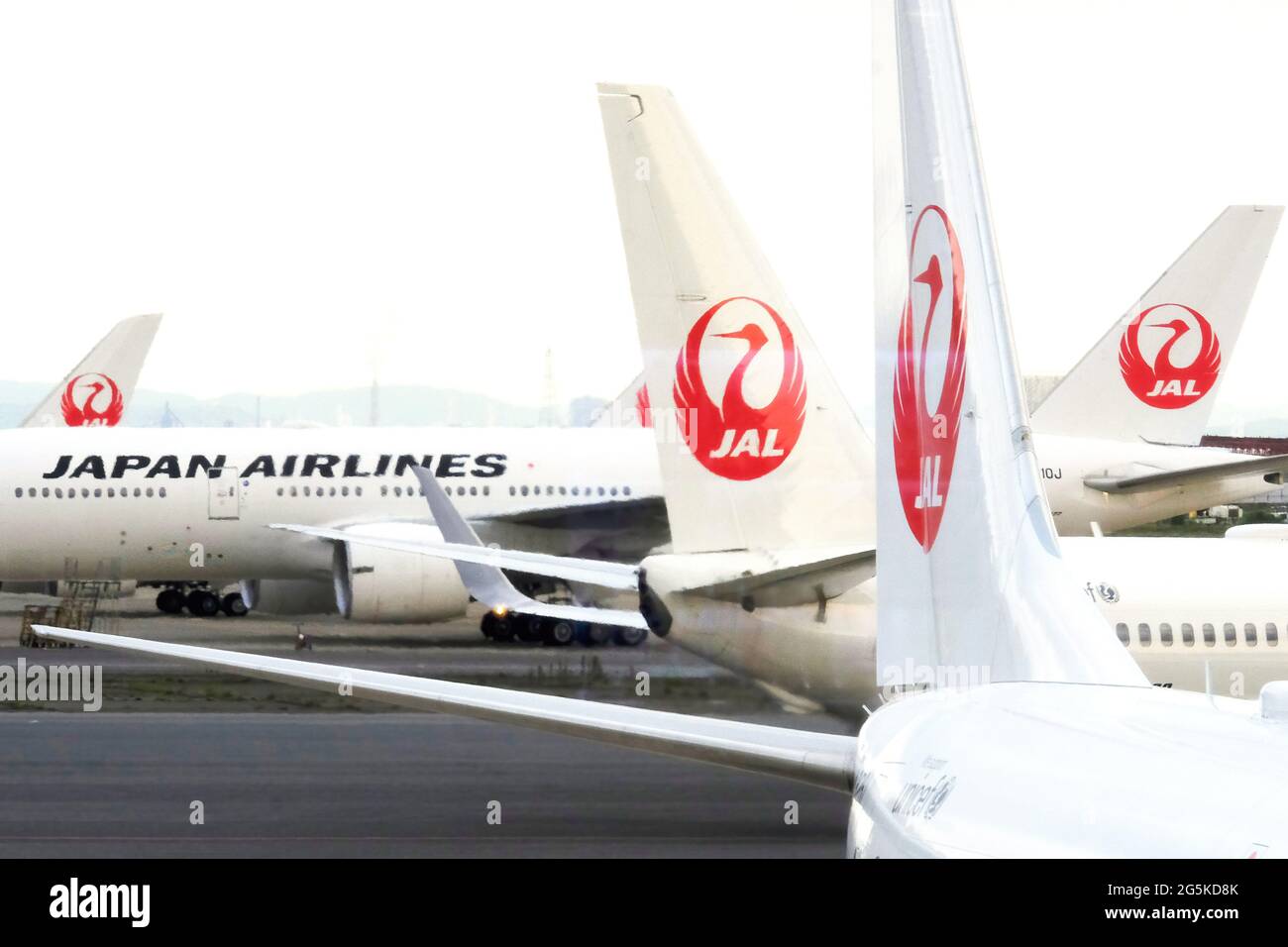 A Japan Airlines (JAL) airplanes seen at the Tokyo International ...
