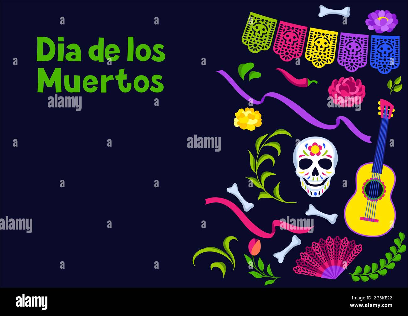Day of the Dead greeting card. Dia de los muertos. Mexican celebration ...