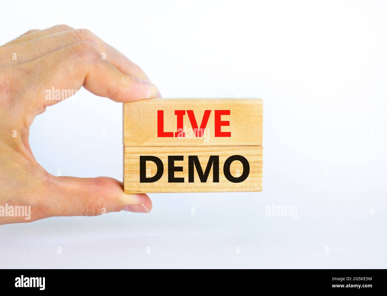 Live demo symbol. Concept words 'live demo' on wooden blocks on a ...