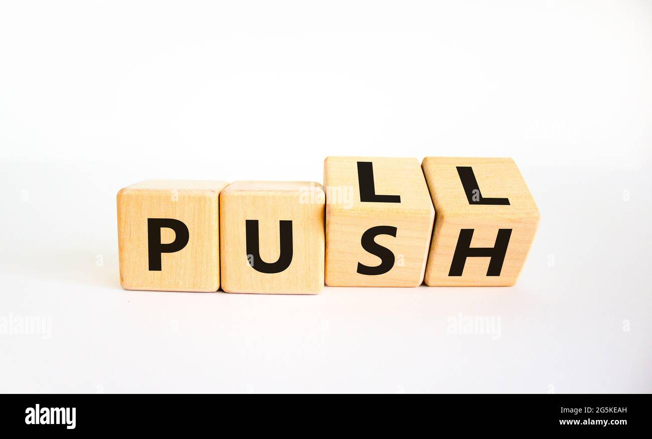 Pull or push symbol. Turned wooden cubes and changed the word 'push' to ...