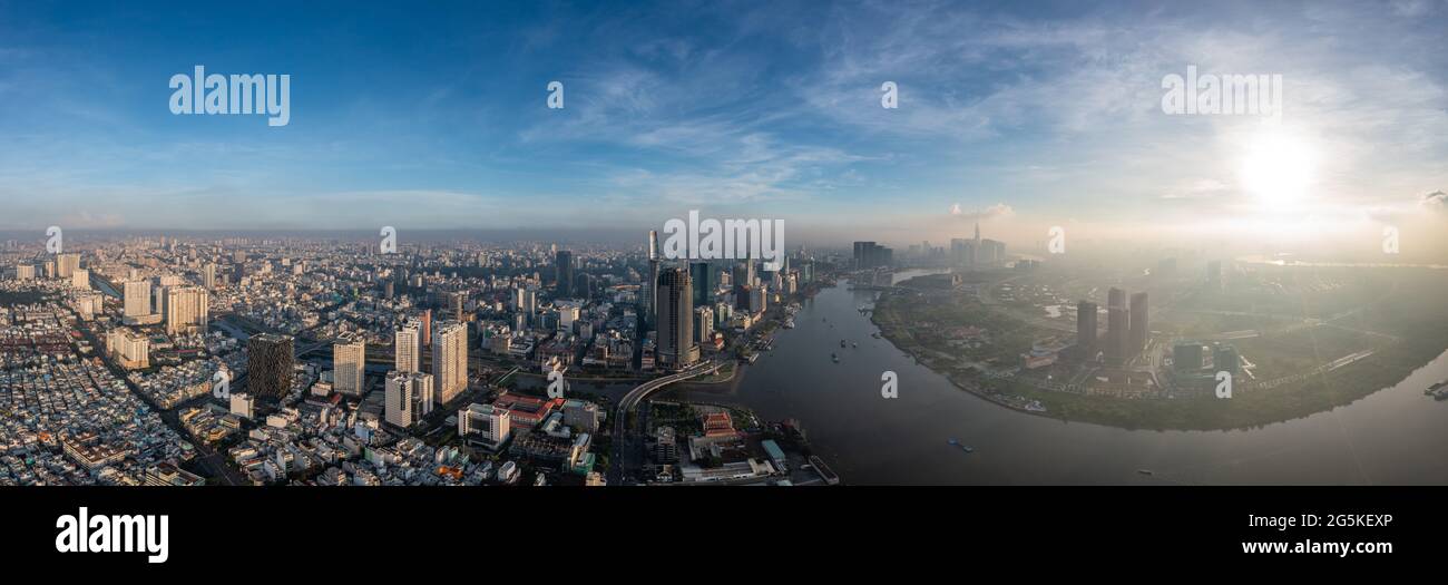 Panorama photo of Ho Chi Minh city in the morning Stock Photo - Alamy