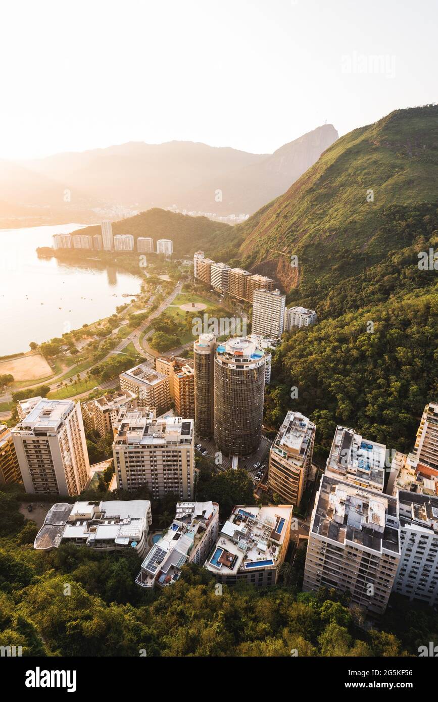 Aerial View of Apartment Buildings in Front of the Lagoon and Between ...