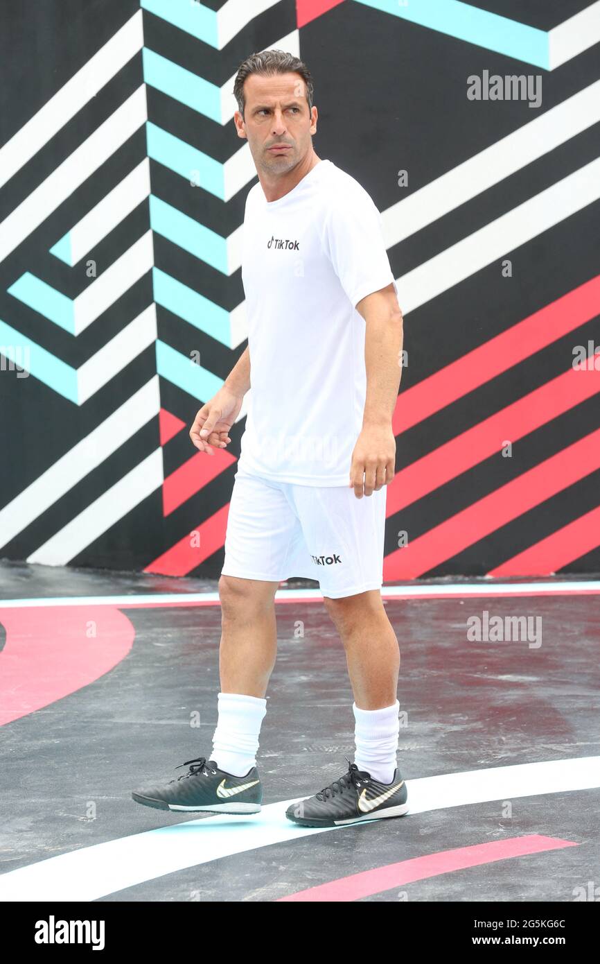 Ludovic Giuly during inauguration of the football field at Leon ...