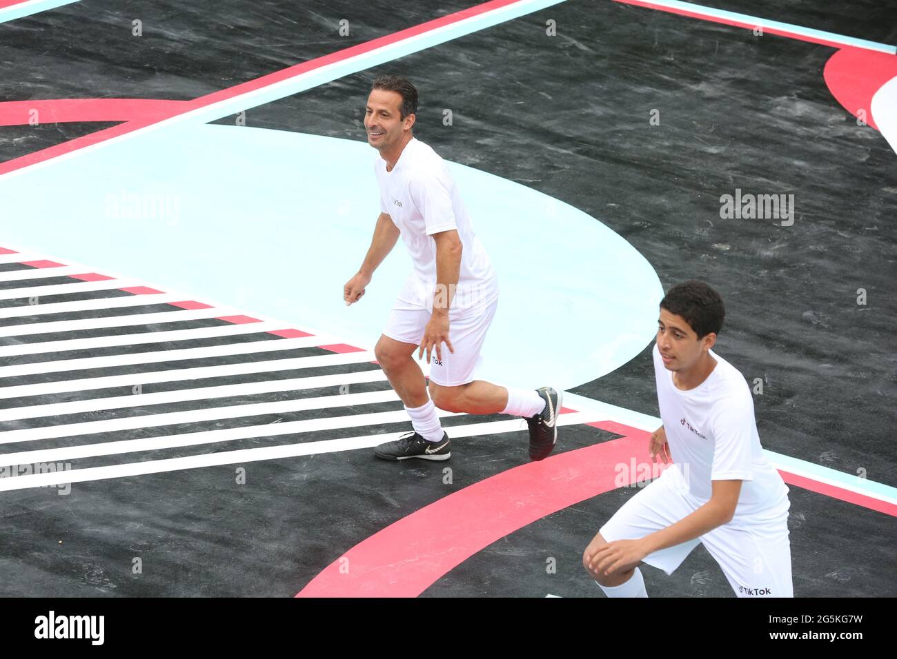 Ludovic Giuly during inauguration of the football field at Leon ...
