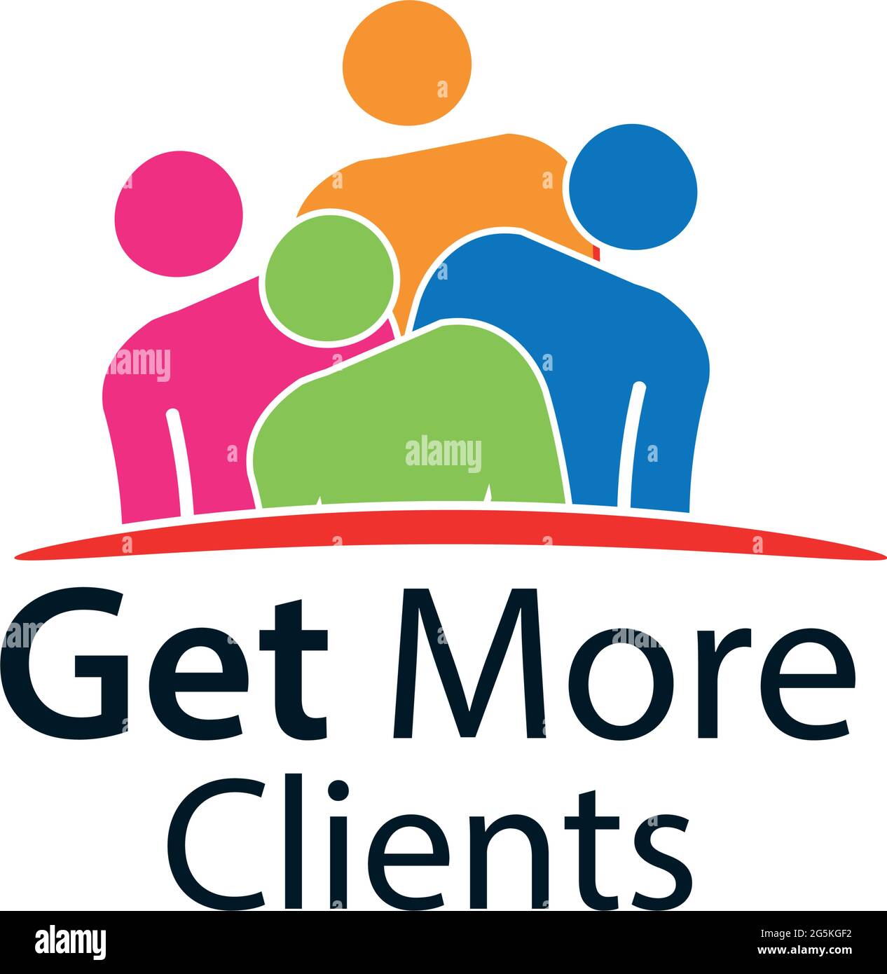 Get more clients with people sign. Flat vector illustration on white ...