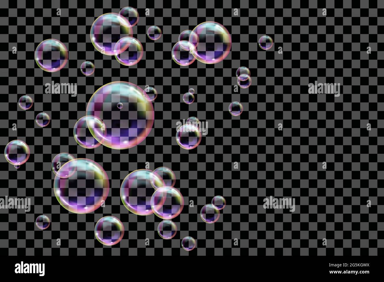 Reaistic colored balls.Vector texture.Flying transparent soap bubbles ...
