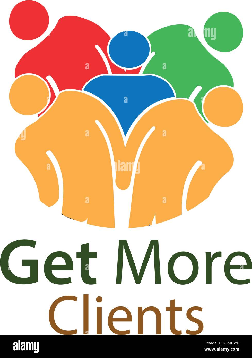 Get more clients with people sign. Flat vector illustration on white ...