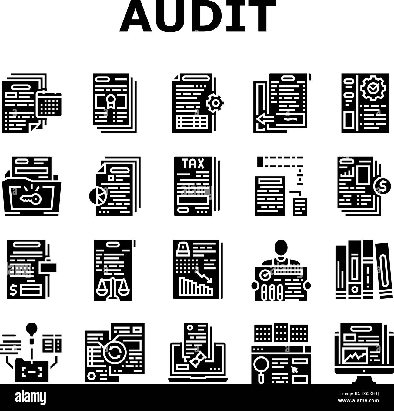 Business Finance Audit Collection Icons Set Vector Stock Vector Image ...