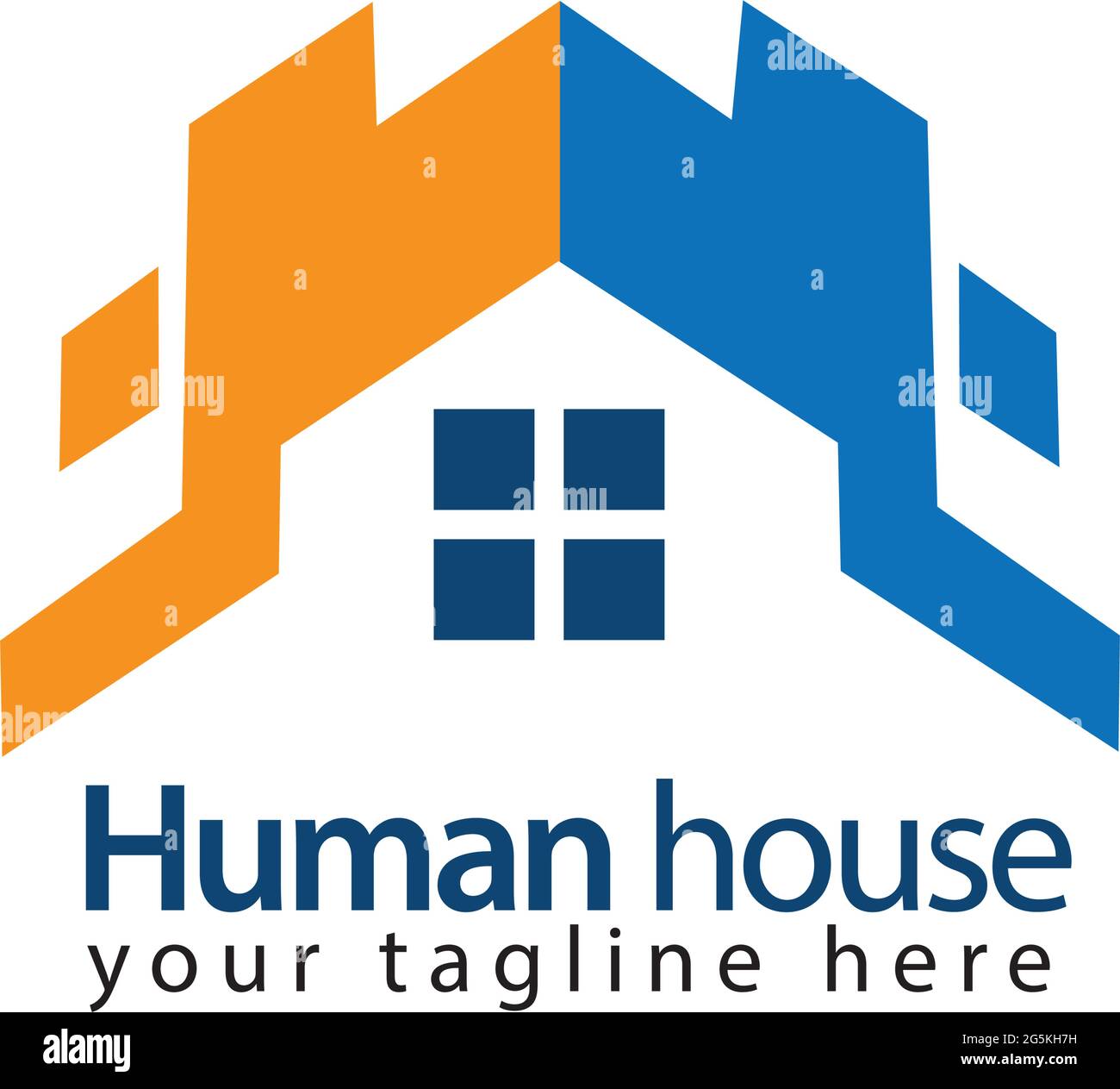 Human house logo template, flat design. People and home icons Stock ...
