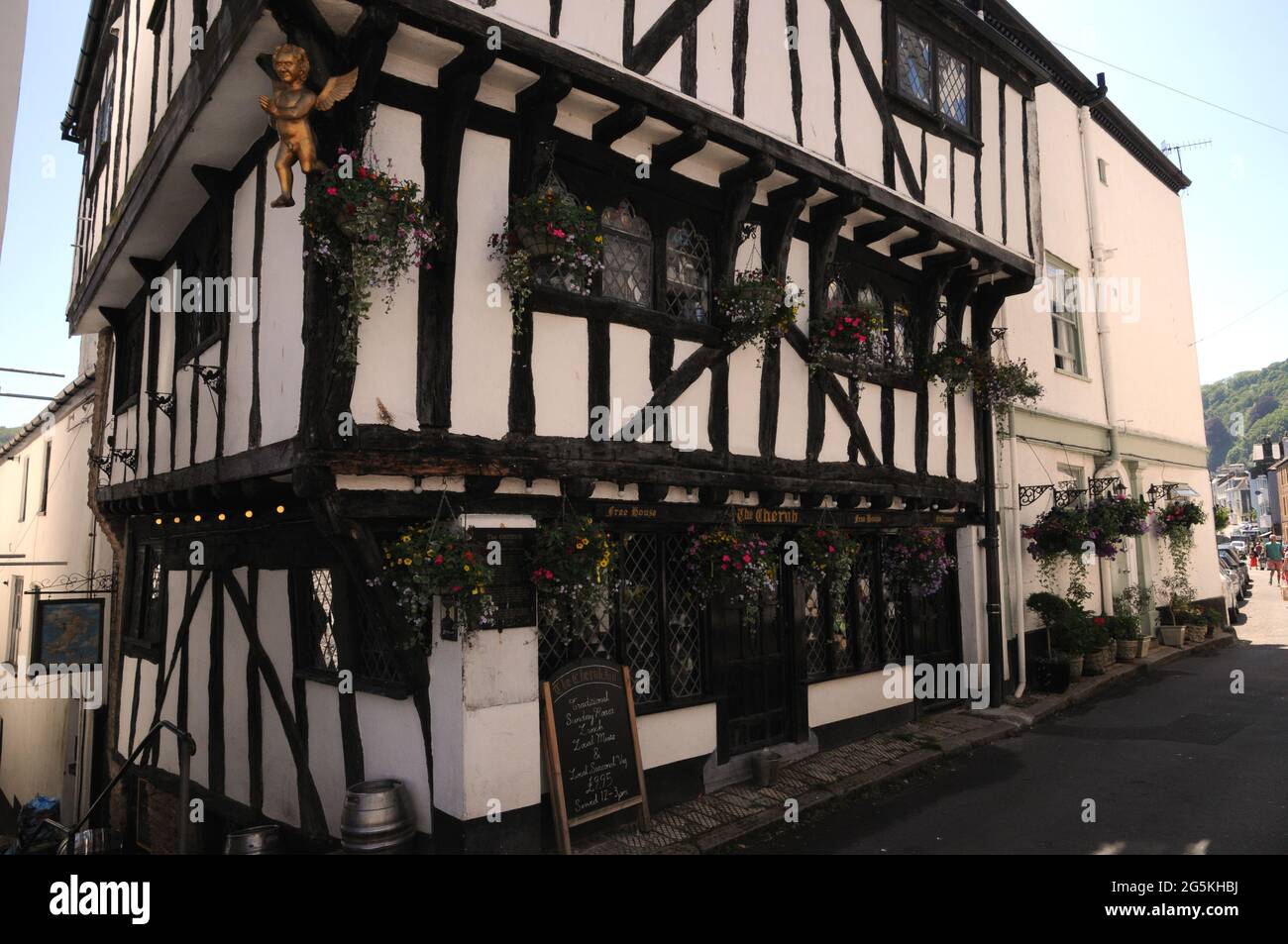 The Cherub Inn in the Devon town of Dartmouth. The building dates from ...