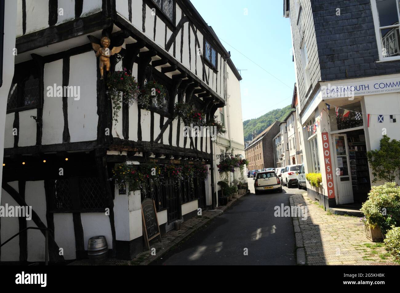 The Cherub Inn in the Devon town of Dartmouth. The building dates from ...