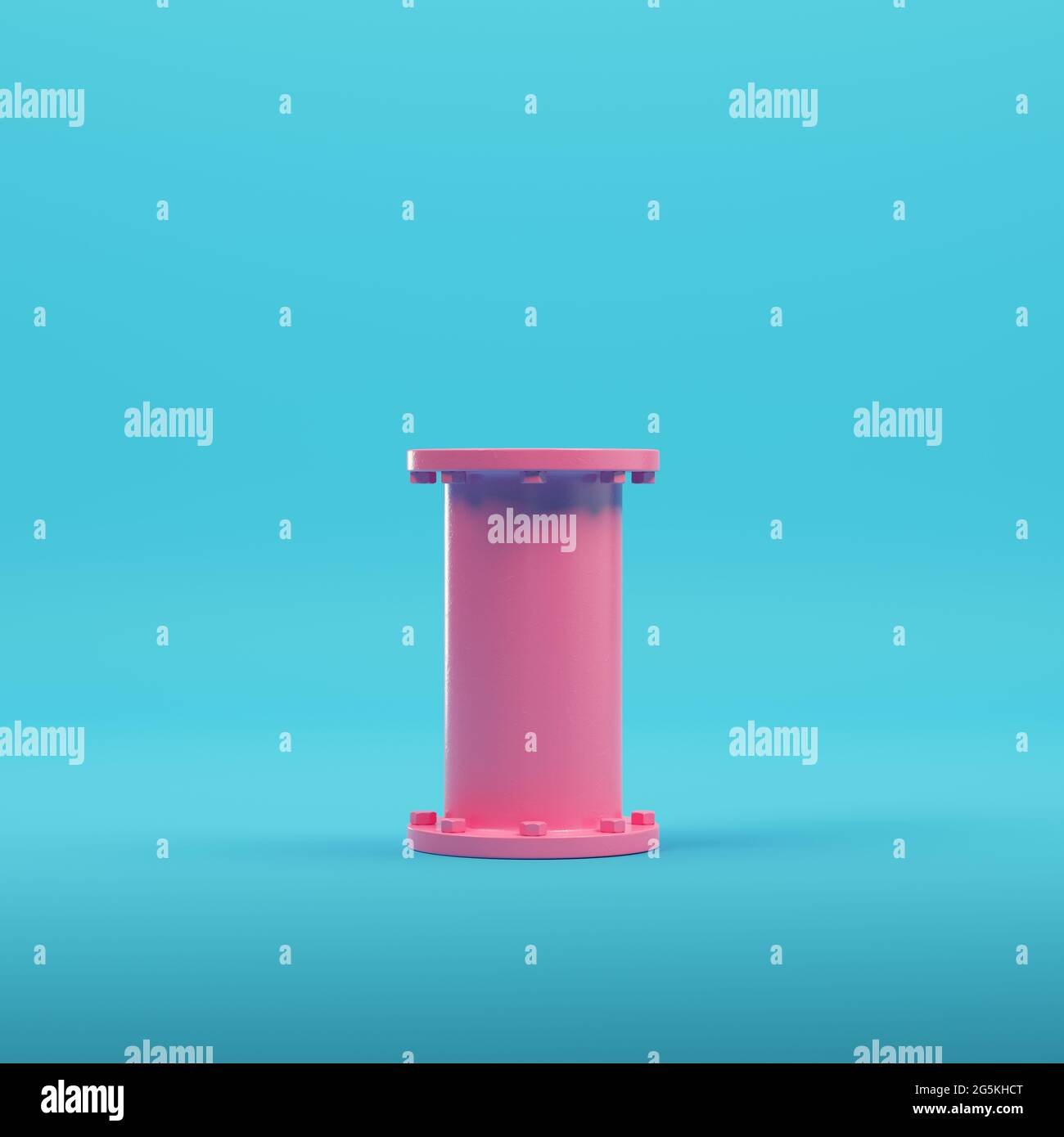Pink pipe on bright blue background in pastel colors. Minimalism ...