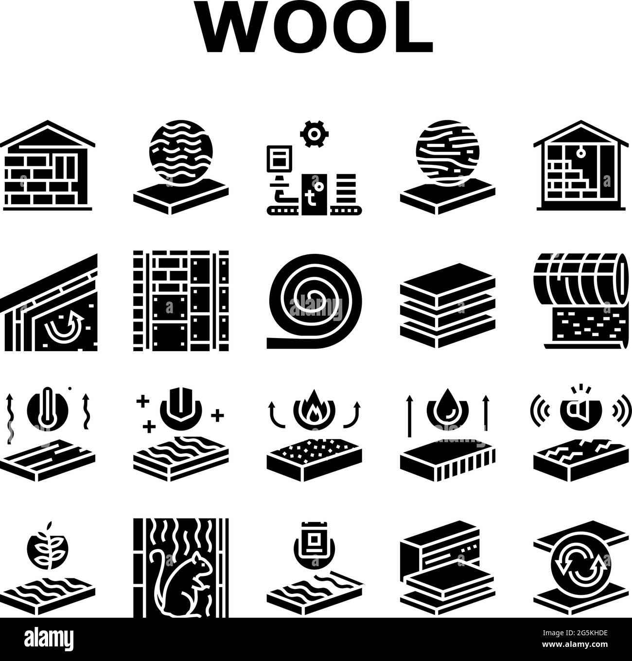 Mineral Wool Material Collection Icons Set Vector Stock Vector Image ...