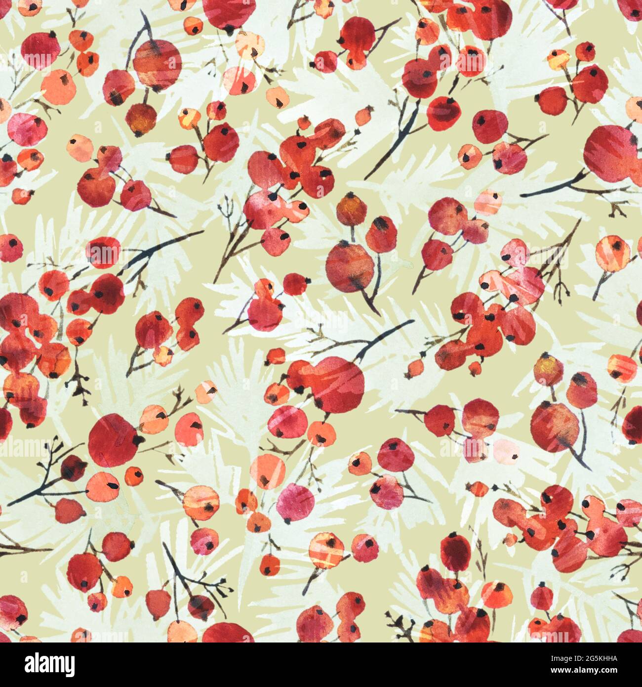 Watercolor red berries hi-res stock photography and images - Alamy