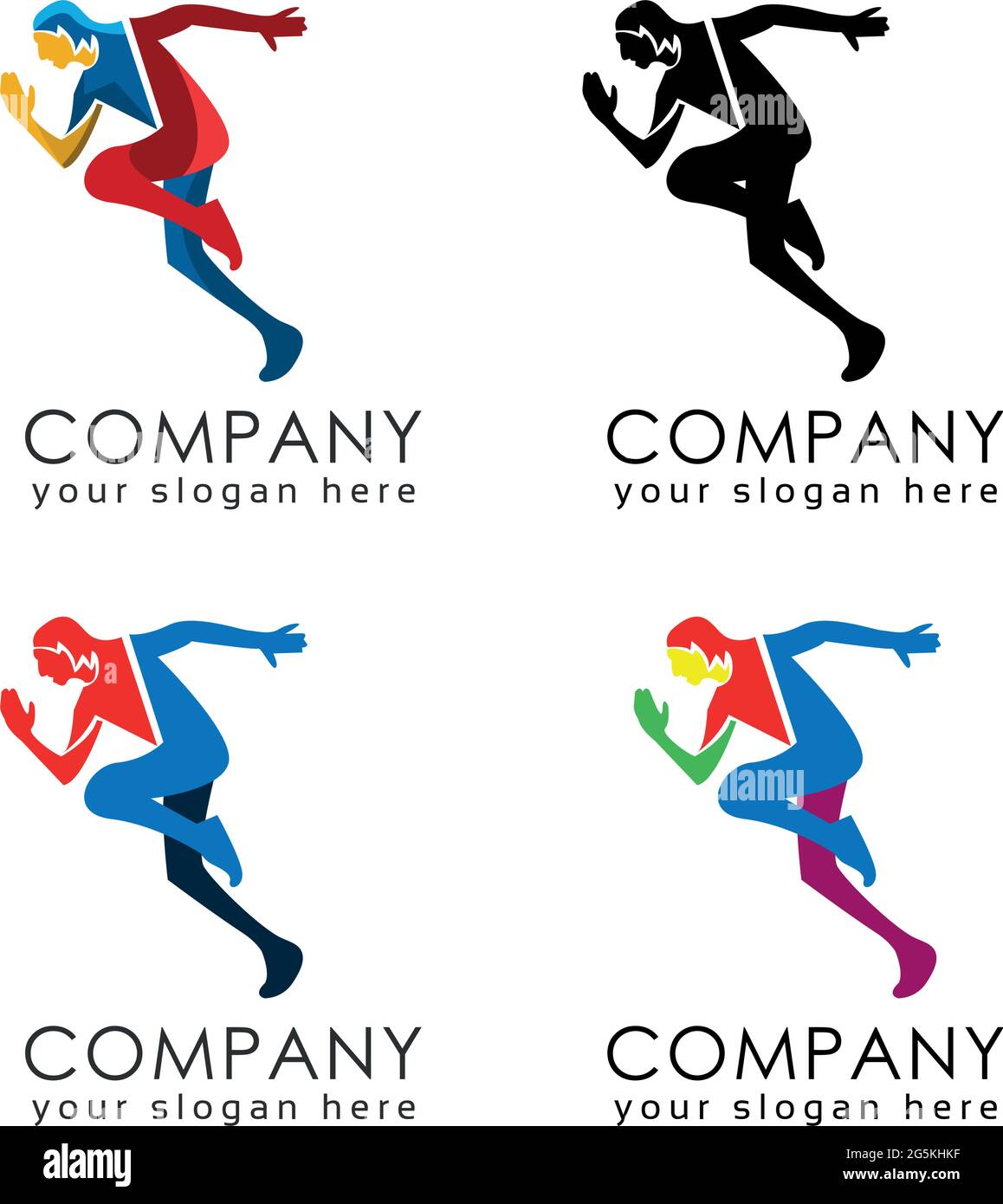 Colorful running people logo template Stock Vector Image & Art - Alamy