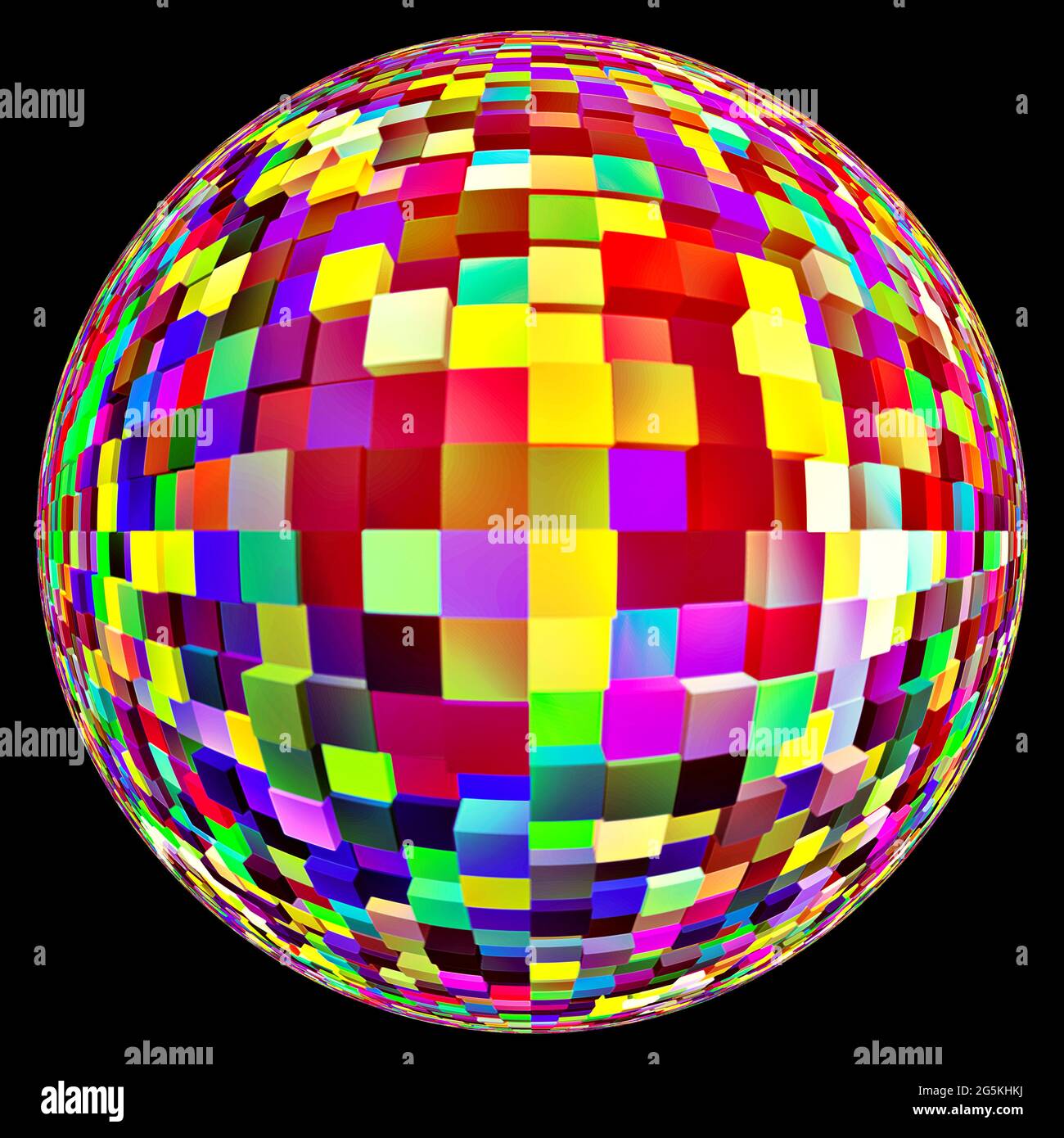 Geometric sphere with pattern - Colorful glossy sphere in a square ...