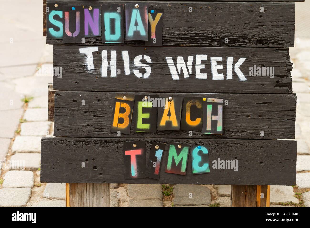 Poster indicating a week of beach time, vacation concept Stock Photo ...