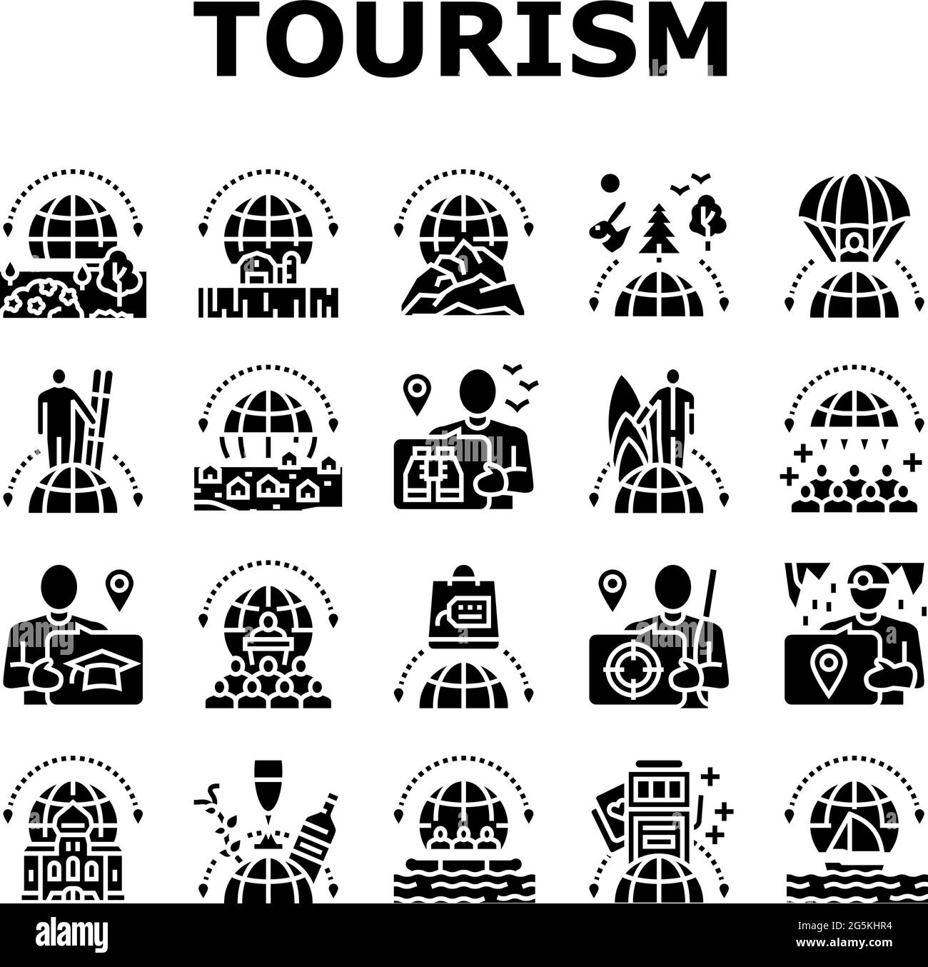 Tourism Travel Types Collection Icons Set Vector Stock Vector Image ...