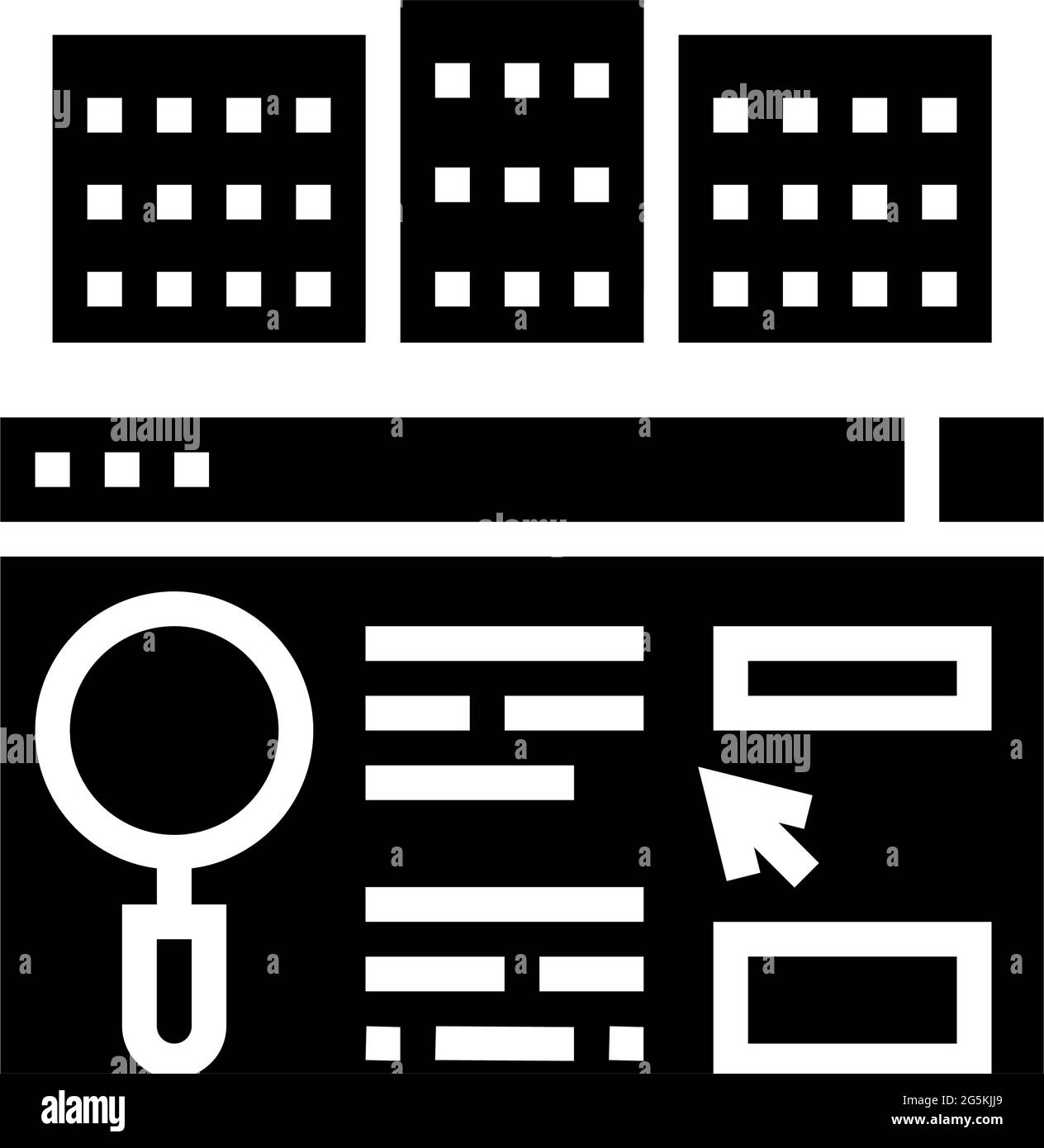 Real Estate Market Researching Glyph Icon Vector Illustration Stock