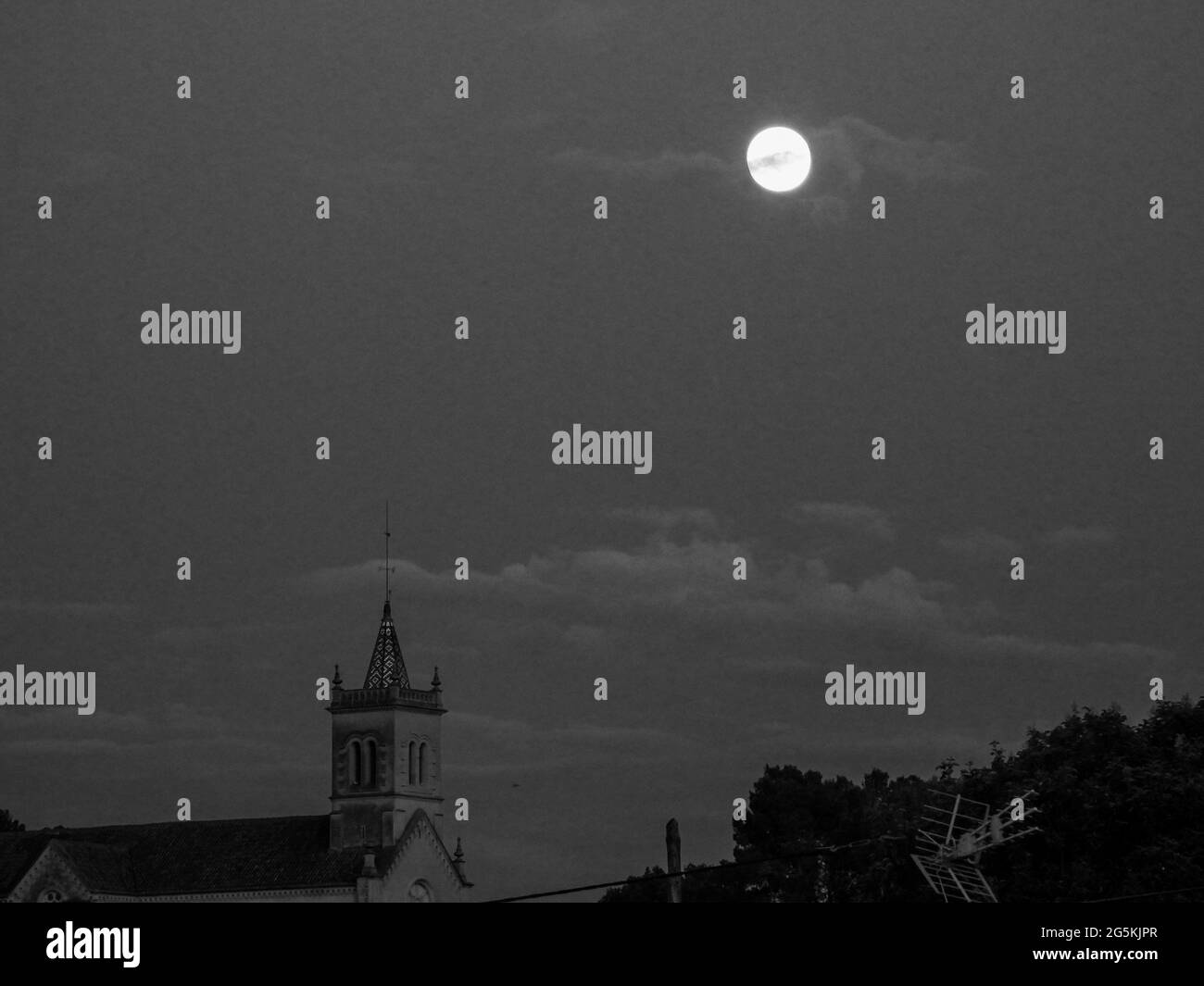 Night starry sky moon Black and White Stock Photos & Images - Alamy