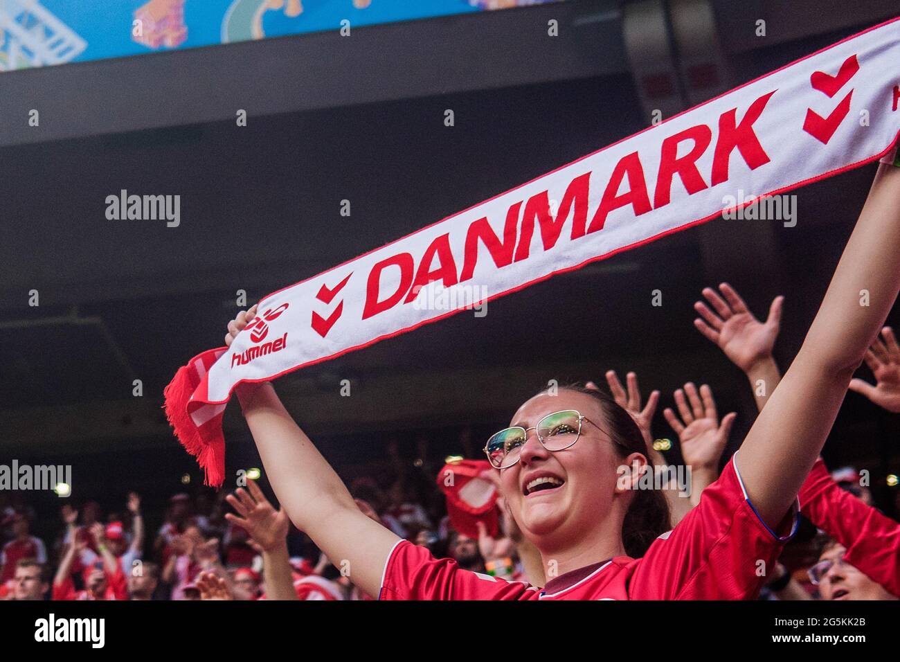 Amsterdam, Netherlands. 26th, June 2021. Danish football fans dressed ...