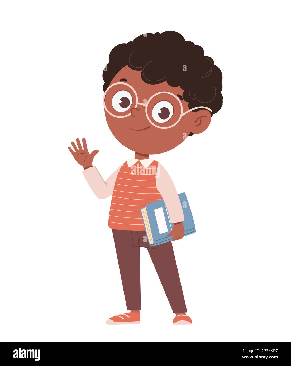 Back to school concept. Cheerful African American schoolboy with a book ...