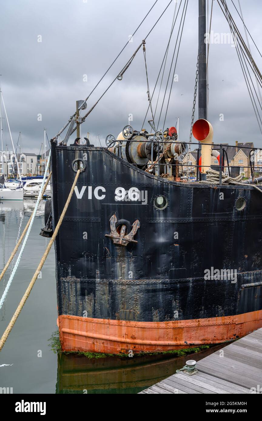 The restored VIC 96 steamship built in 1945 to serve the Navy moored at ...