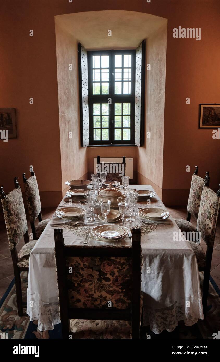 interior view of dining room with elegance luxury dinner table setup ...