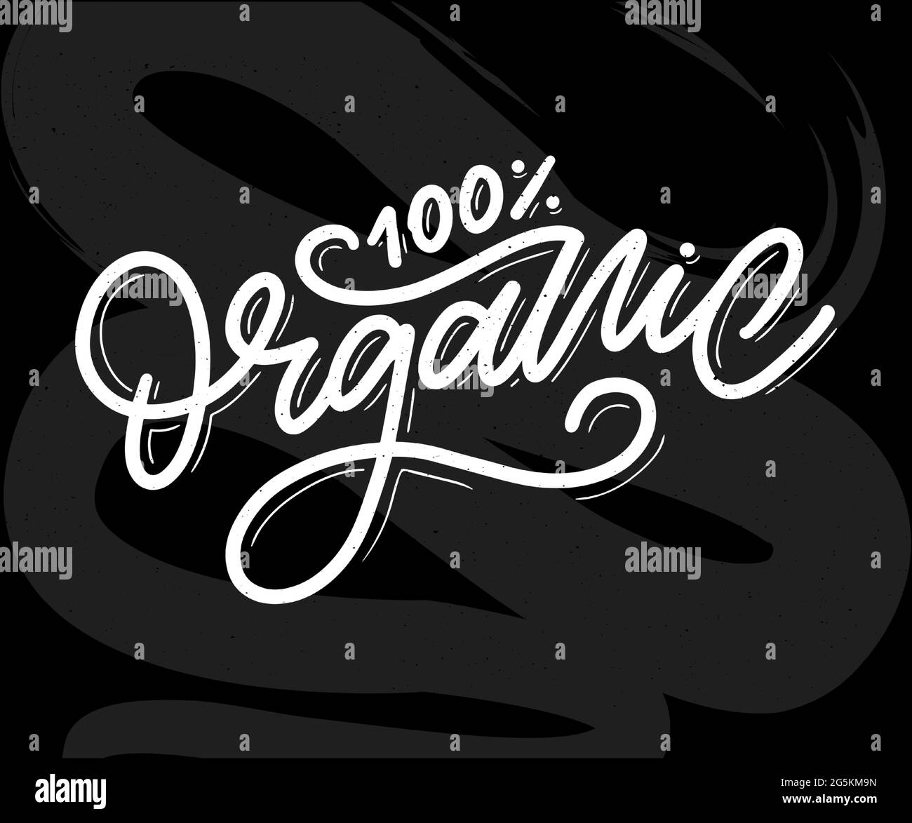 Organic brush lettering. Hand drawn word organic with green leaves ...