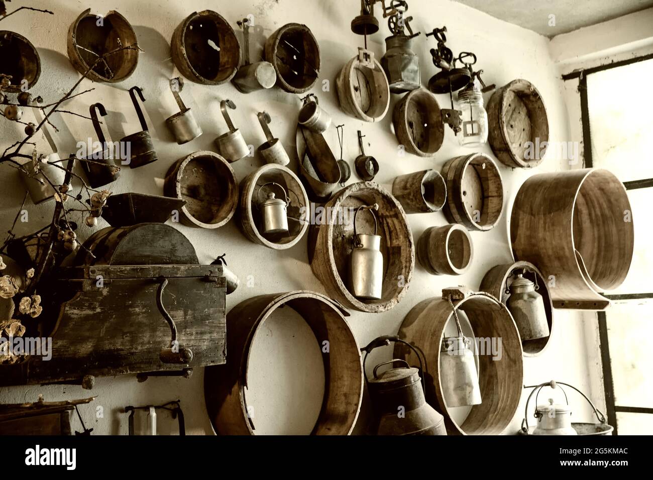 vintage photo of kitchen tools (pots, vases, jugs, etc.) and various ...