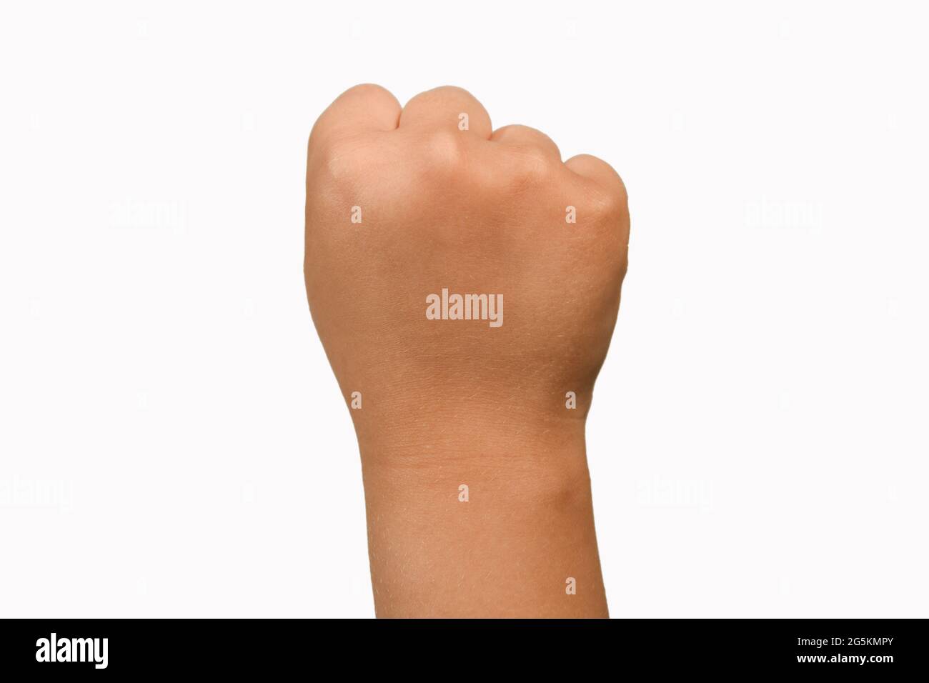 Children hand showing fist gesture, isolated, white background Stock ...