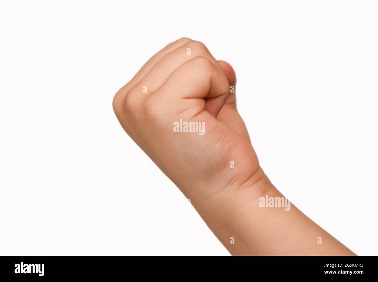 Children hand showing fist gesture, isolated, white background Stock ...