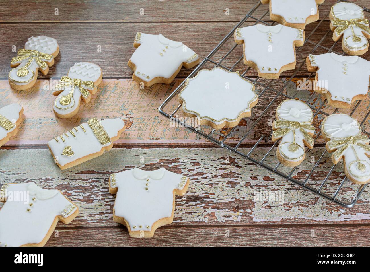 Buttery biscuits covered with royal icing. in the form of a baby ...