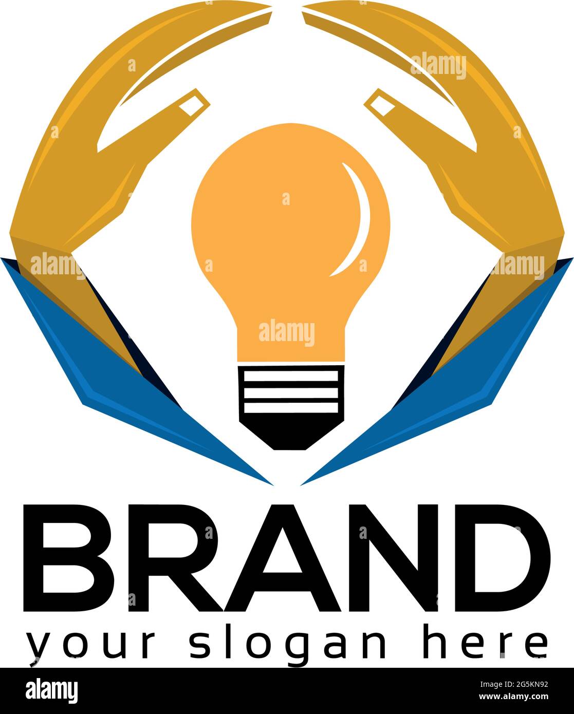 Idea protects logo template, hand and lamp icon Stock Vector Image ...