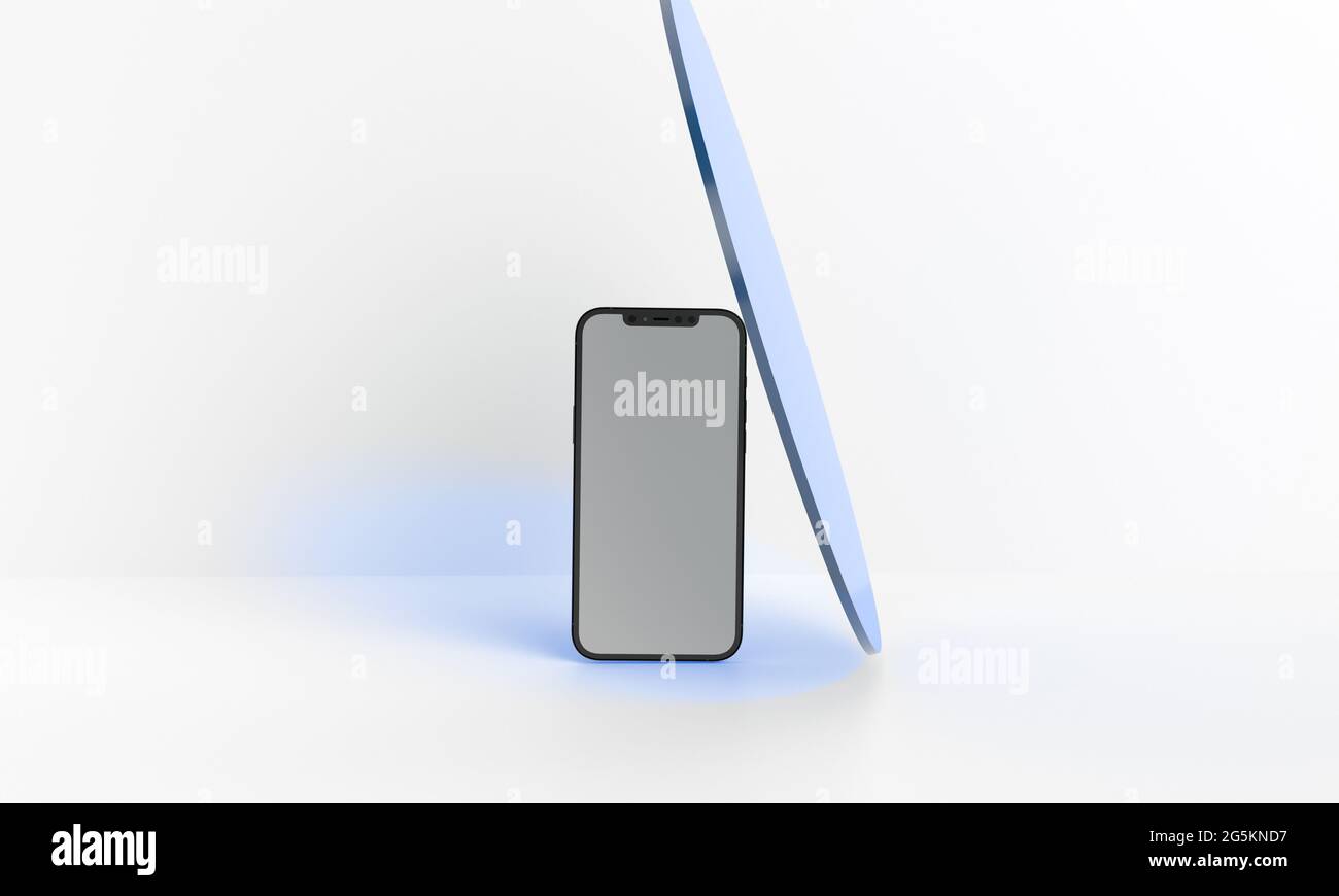 3d render illustration generic phone mock up in a white design high key ...