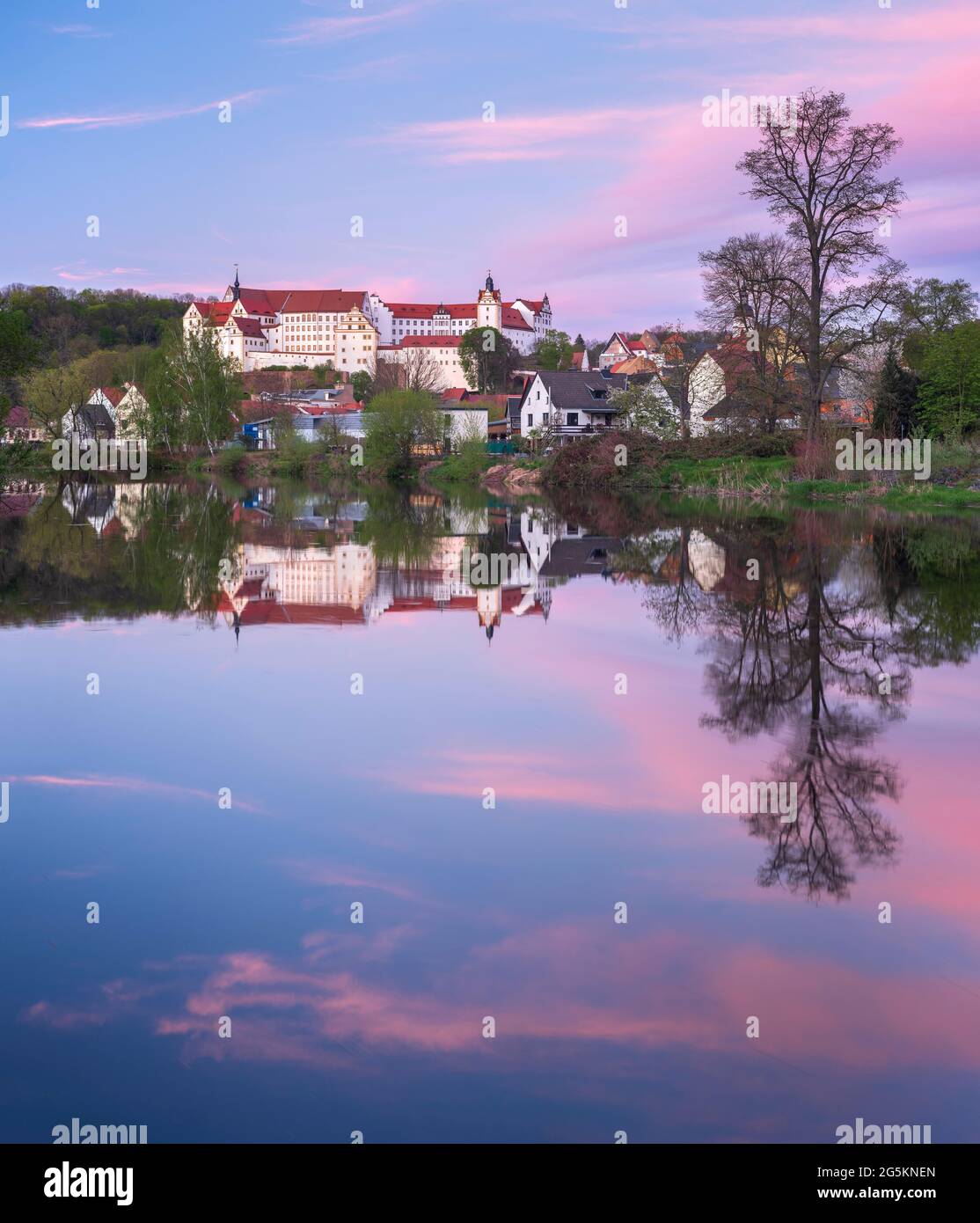 Colditz Castle on the Zwickauer Mulde River, Evening Glow, Colditz ...