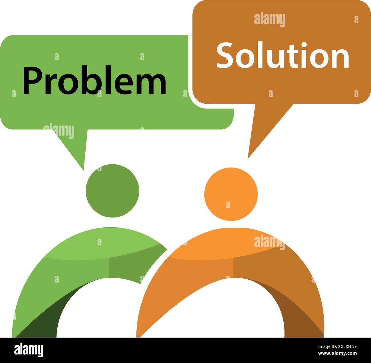 Two people discuss the problem and solution. Flat vector illustration ...