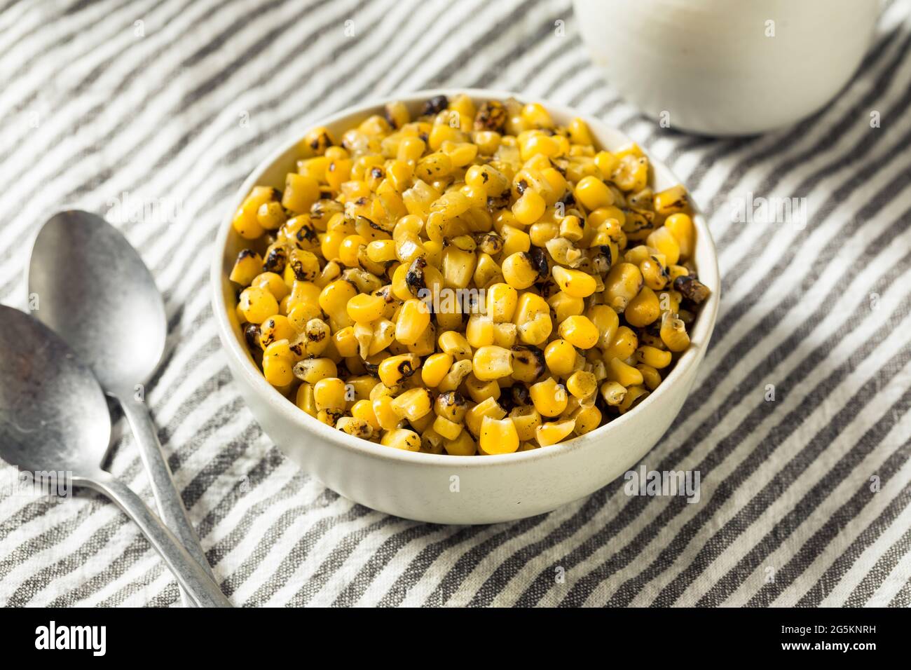 Organic Yellow Roasted Sweetcorn in a Bowl Stock Photo - Alamy