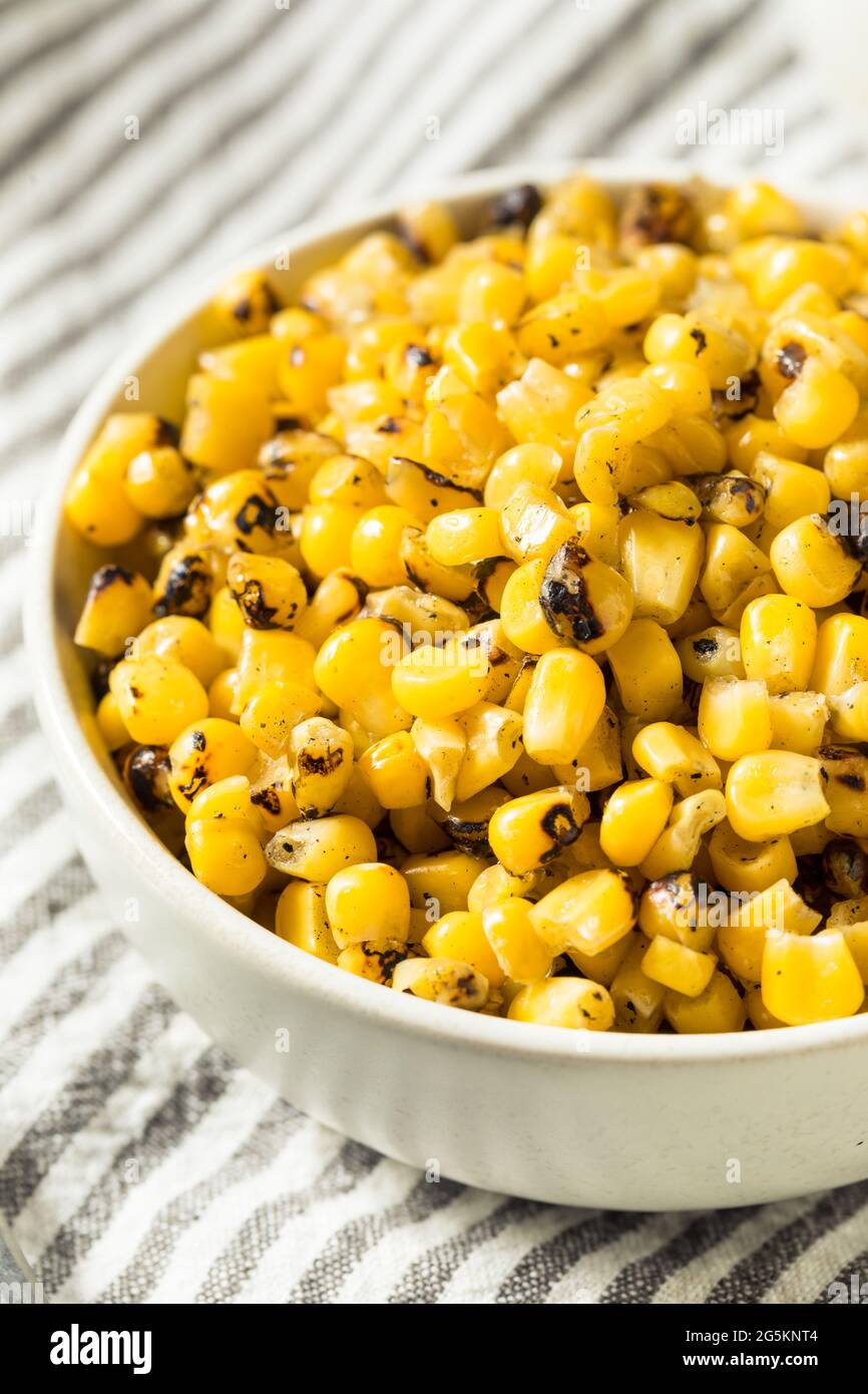 Organic Yellow Roasted Sweetcorn in a Bowl Stock Photo - Alamy
