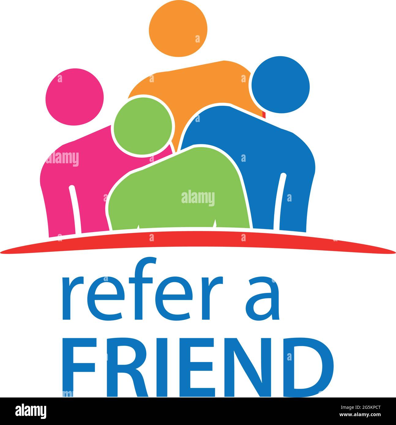 Refer a friend with people icon. Flat vector illustration on white ...