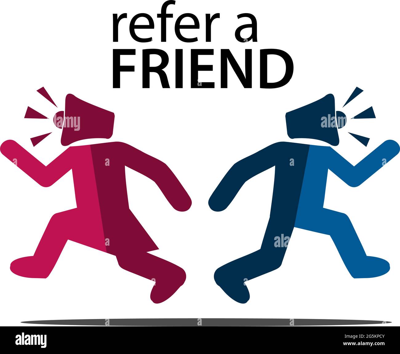 Refer a friend with people icon. Flat vector illustration on white ...